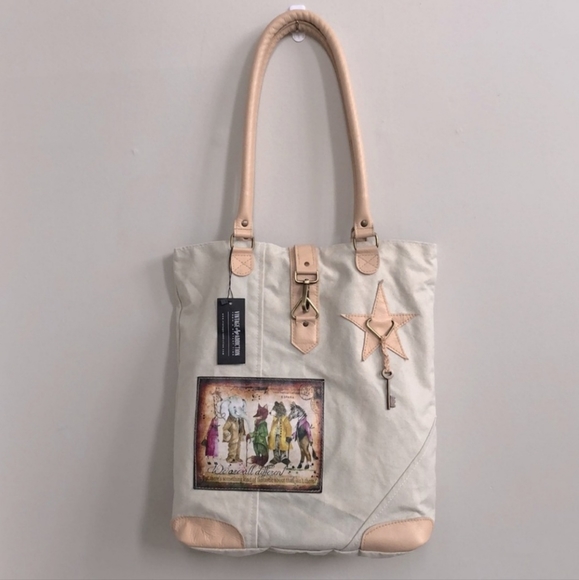 Vintage Addiction | Bags | Nwt Vintage Addiction Canvasleather Tote Bag ...